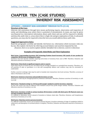 Understanding of entity and inherent risk assessment (including case ...
