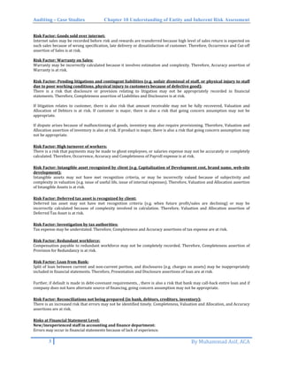 Understanding of entity and inherent risk assessment (including case ...