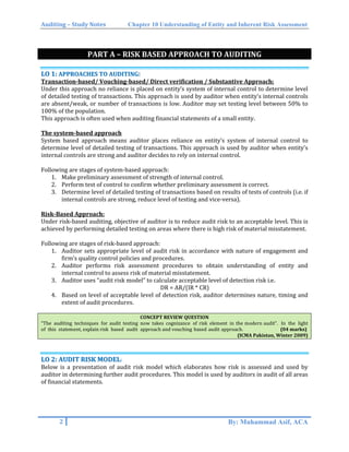 Understanding of entity and inherent risk assessment (including case ...