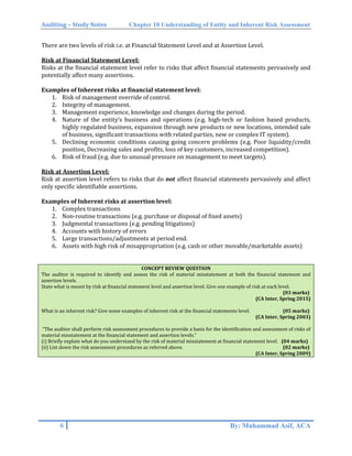 Understanding of entity and inherent risk assessment (including case ...