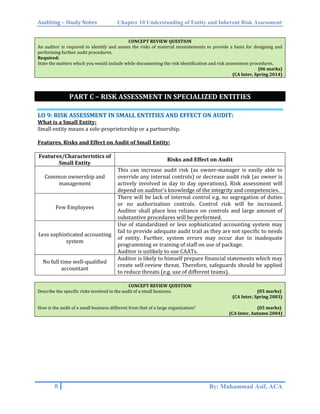 Understanding of entity and inherent risk assessment (including case ...