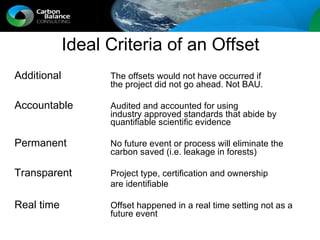 Understanding offsets overview 2009 | PPT | Environmental Services ...