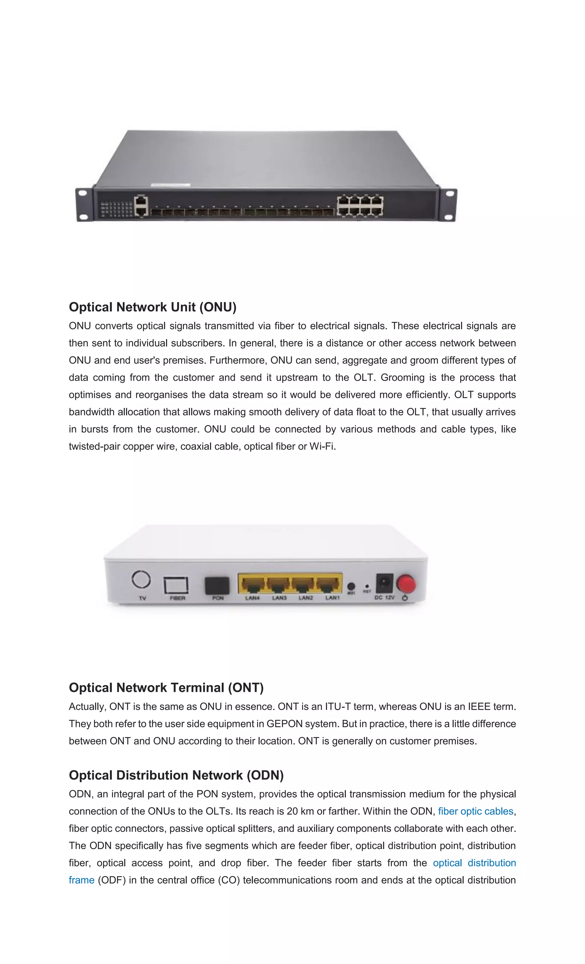 Understanding olt, onu, ont and odn full | PDF