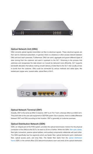 Understanding olt, onu, ont and odn full | PDF
