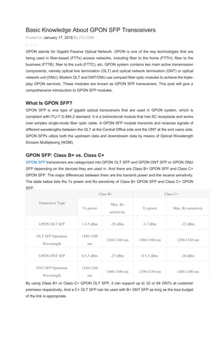 Understanding olt, onu, ont and odn full | PDF