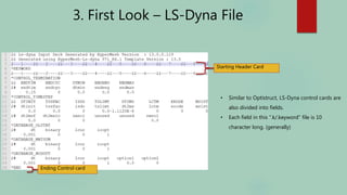Understanding optistruct & LS-Dyna files using text editor | PPTX
