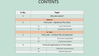 Understanding optistruct & LS-Dyna files using text editor | PPTX