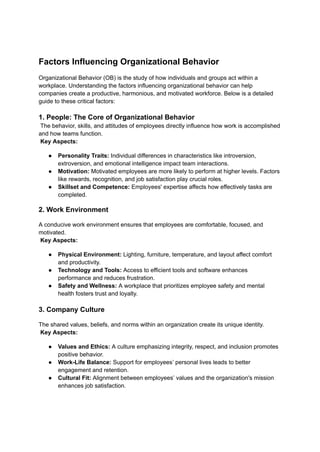 Understanding Organizational Behavior: Key to a Thriving Workplace | PDF