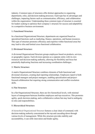 Understanding Organizational Structure: Key Elements and Best Practices | PDF