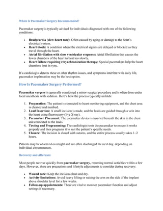 Understanding Pacemaker Surgery A Lifesaving Cardiac Solution | PDF
