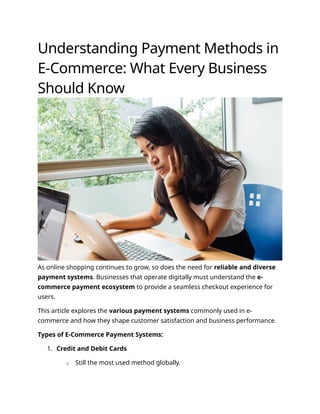 Understanding Types of E-commerce payment systems | DOCX