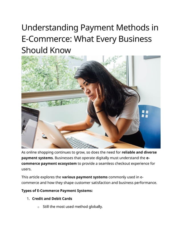 Understanding Types of E-commerce payment systems | PDF