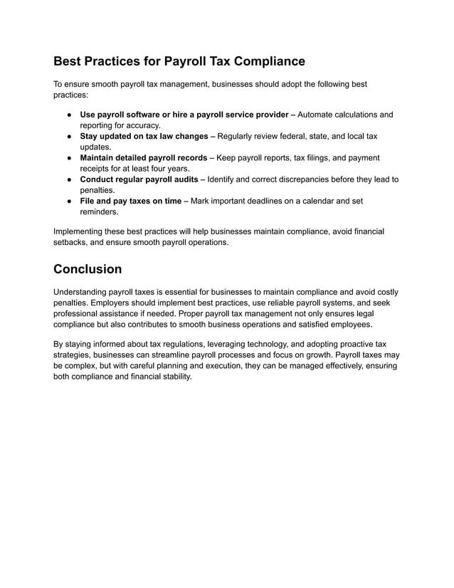 Understanding Payroll Taxes: A Complete Guide for Employers | PDF