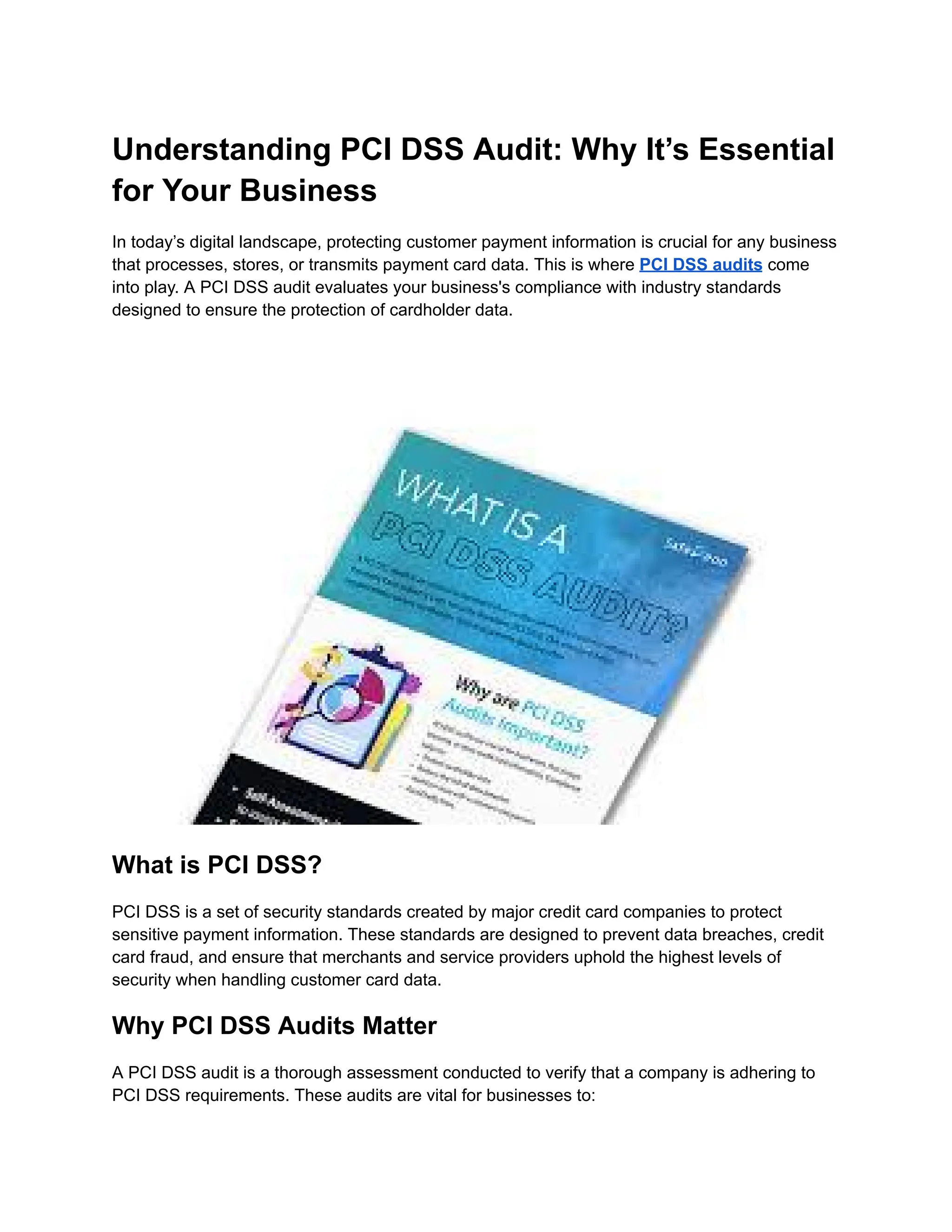 Understanding PCI DSS Audit Why It’s Essential for Your Business | PDF