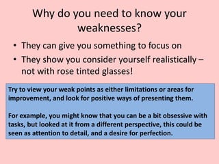 (SWOT) Understanding personal strengths and weaknesses | PPTX