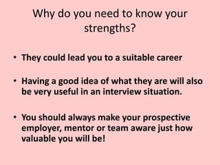 (SWOT) Understanding personal strengths and weaknesses | PPTX