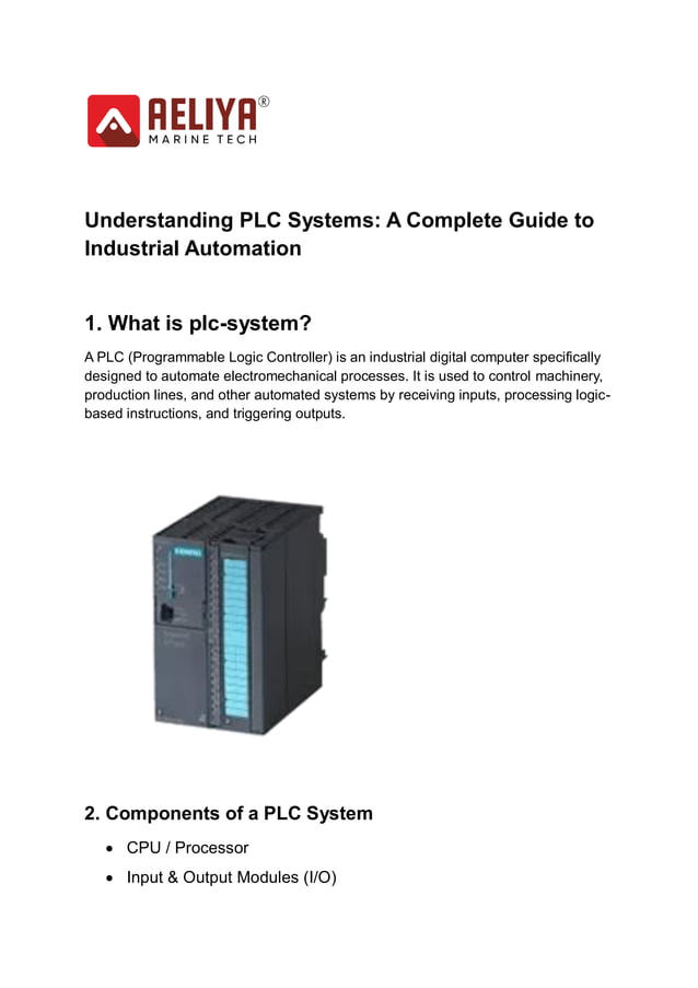 Understanding PLC Systems: A Complete Guide to Industrial Automation | PDF