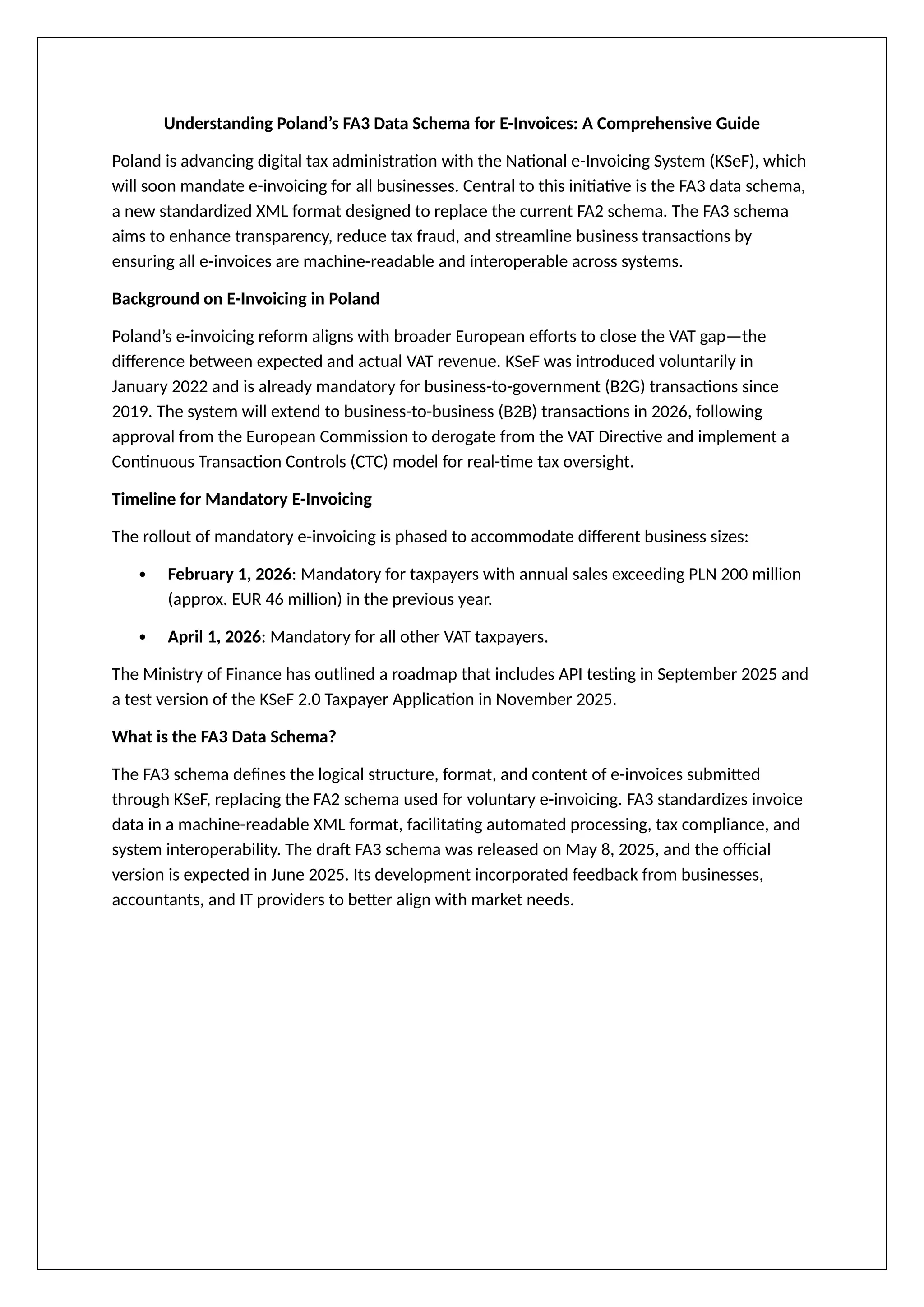 Understanding Poland’s FA3 Data Schema for E-Invoices: A Comprehensive ...