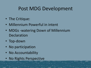 Understanding post mdg process leading to sdg | PPTX