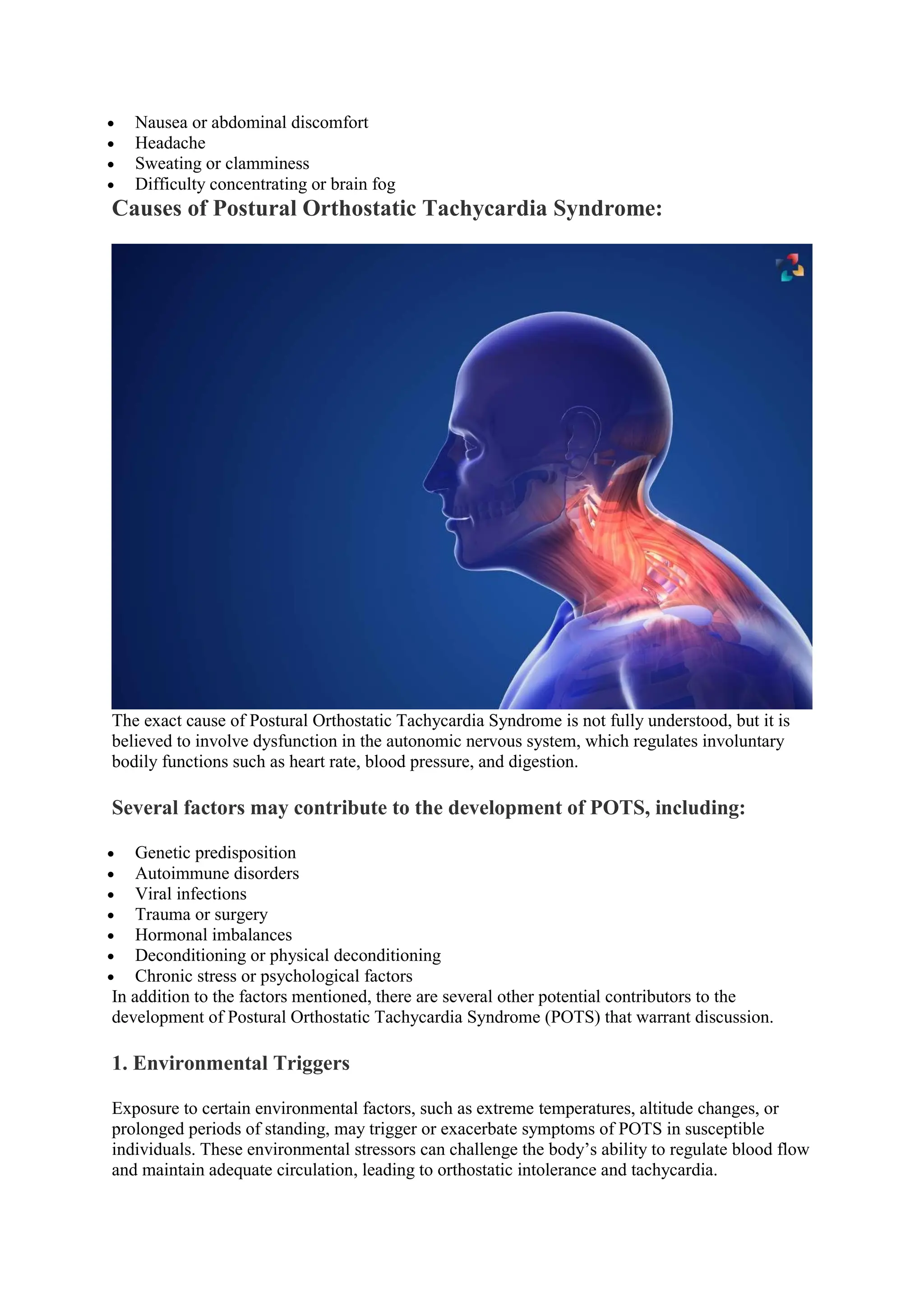 Postural Orthostatic Tachycardia Syndrome: Symptoms, Causes, and ...