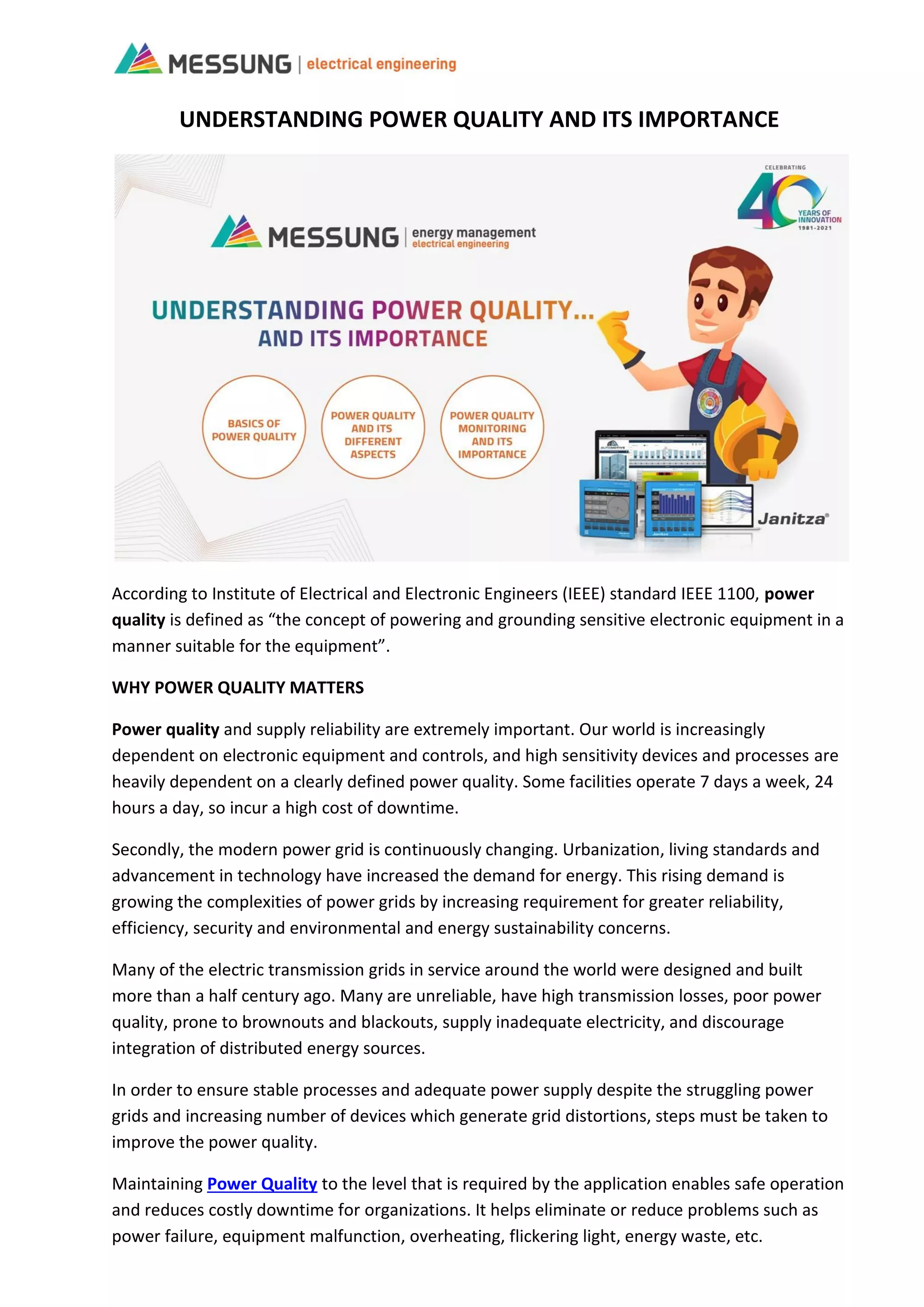 UNDERSTANDING POWER QUALITY AND ITS IMPORTANCE | PDF