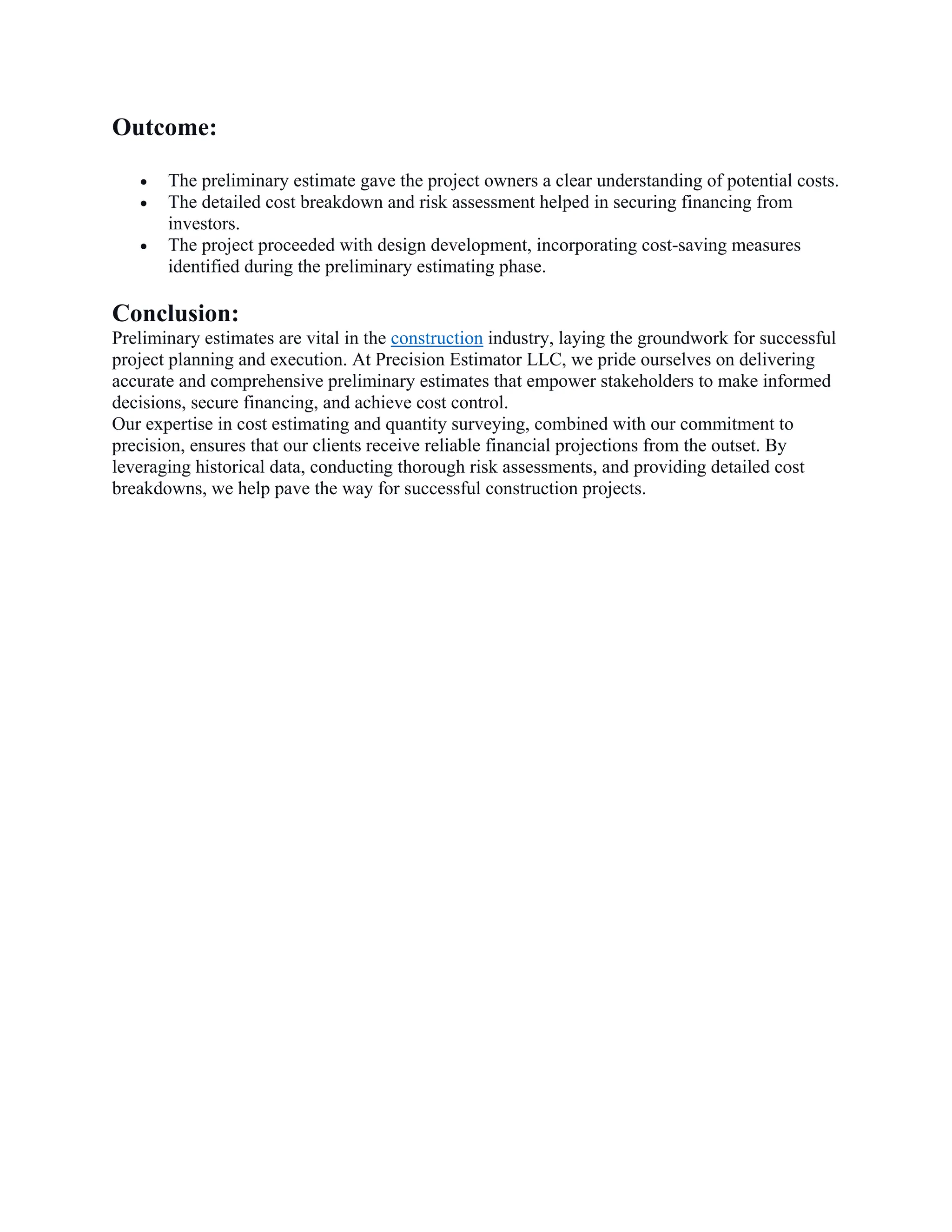 Understanding Preliminary Estimates The Foundation of Successful ...