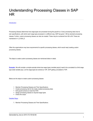 Understanding processing classes in sap | PDF
