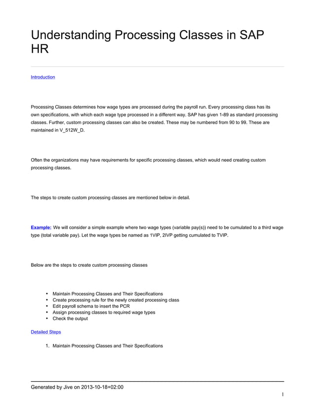 Understanding processing classes in sap | PDF