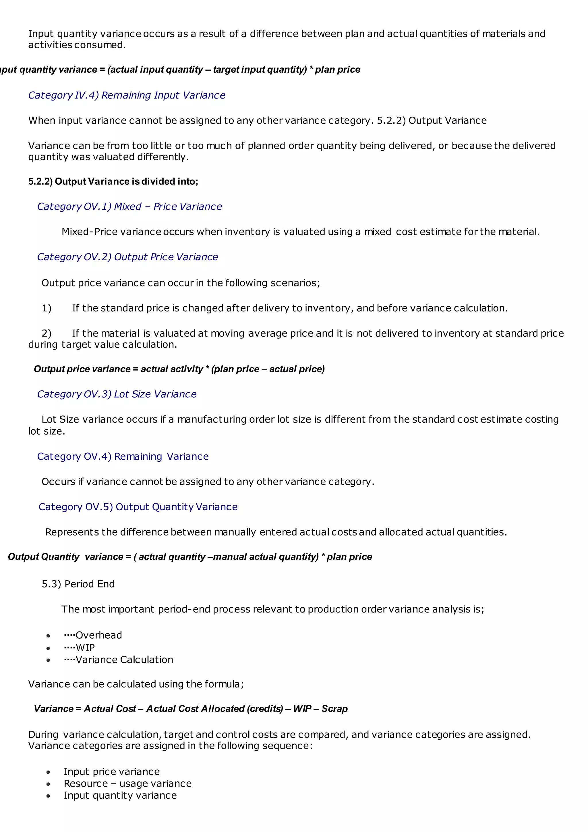 Understanding SAP production order variance | DOCX