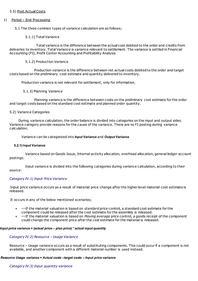Understanding SAP production order variance | DOCX