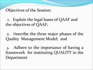 Understanding Quality Assurance and Accountability Framework (QAAF) | PPT