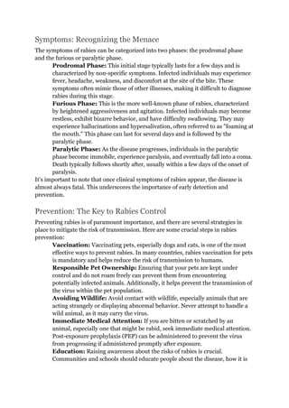 Understanding Rabies: Causes, Symptoms, and Prevention | PDF