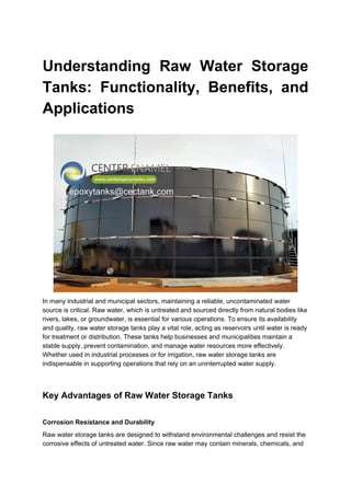 Understanding Raw Water Storage Tanks_ Functionality, Benefits, and ...