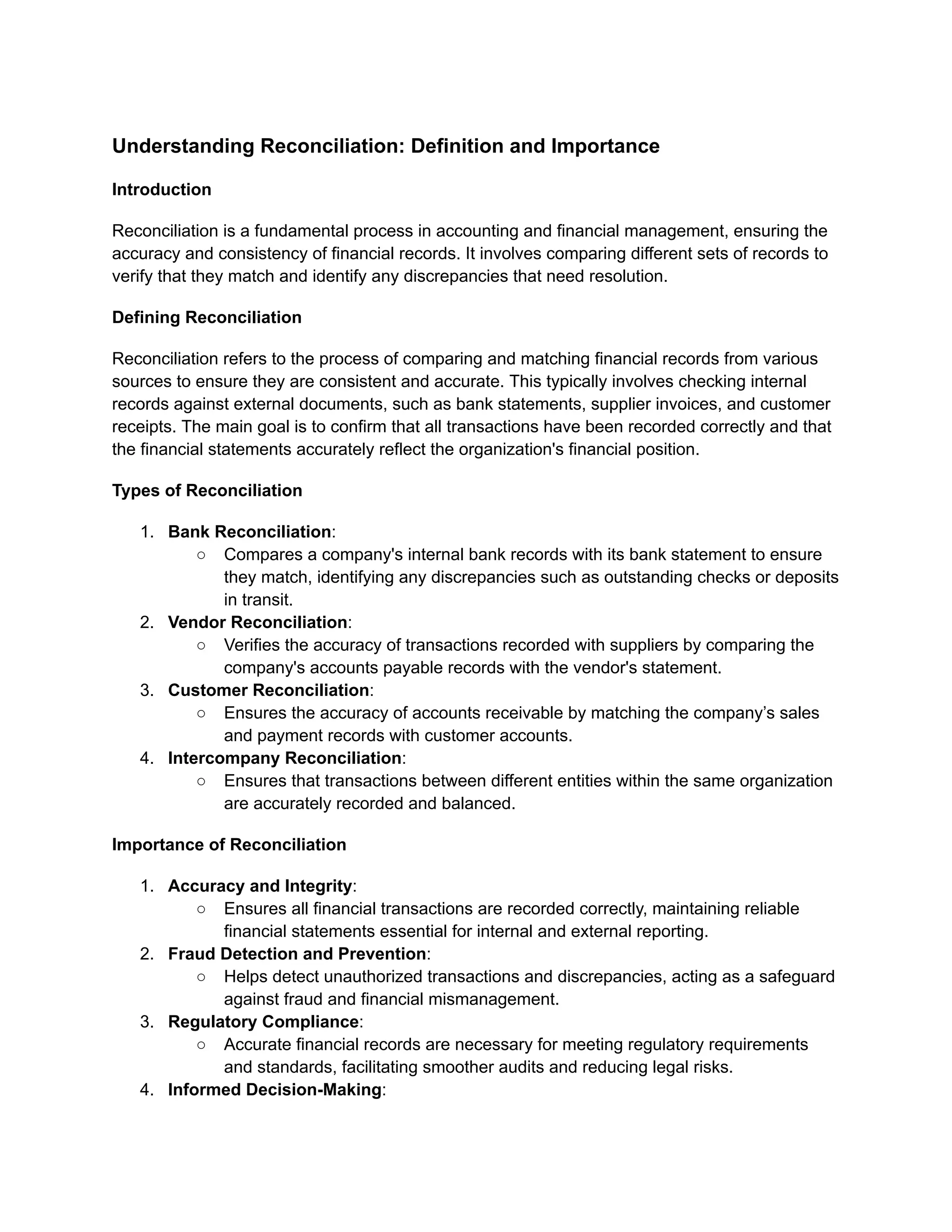 Understanding Reconciliation Definition and Importance | PDF