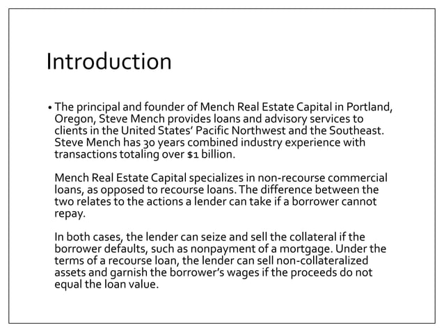 Understanding Recourse and Non-Recourse Loans | PPT