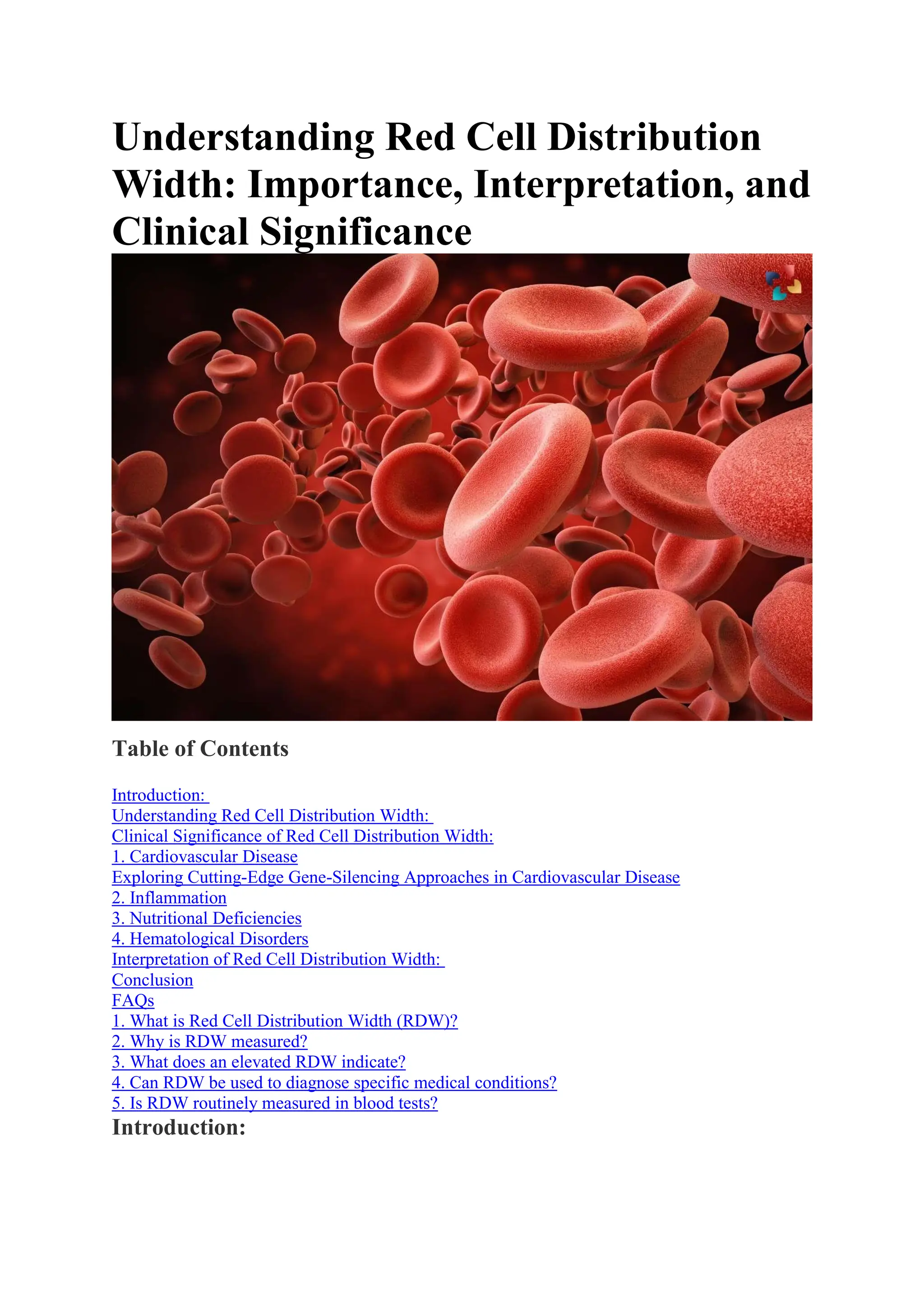 Red Cell Distribution Width: Importance, Interpretation, and Clinical ...