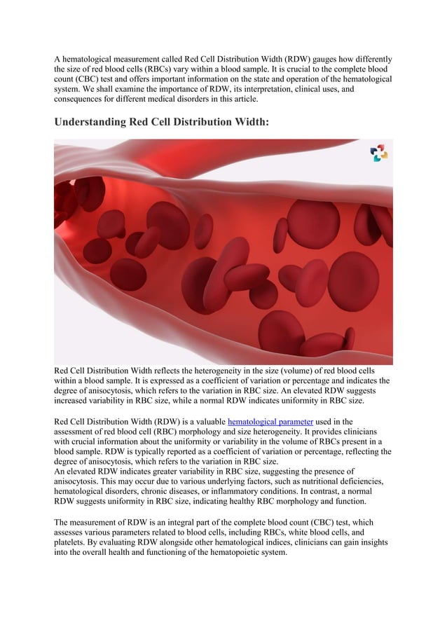 Red Cell Distribution Width: Importance, Interpretation, and Clinical ...
