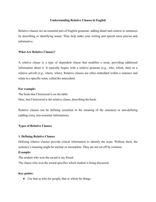 Understanding Relative Clauses in English | DOCX