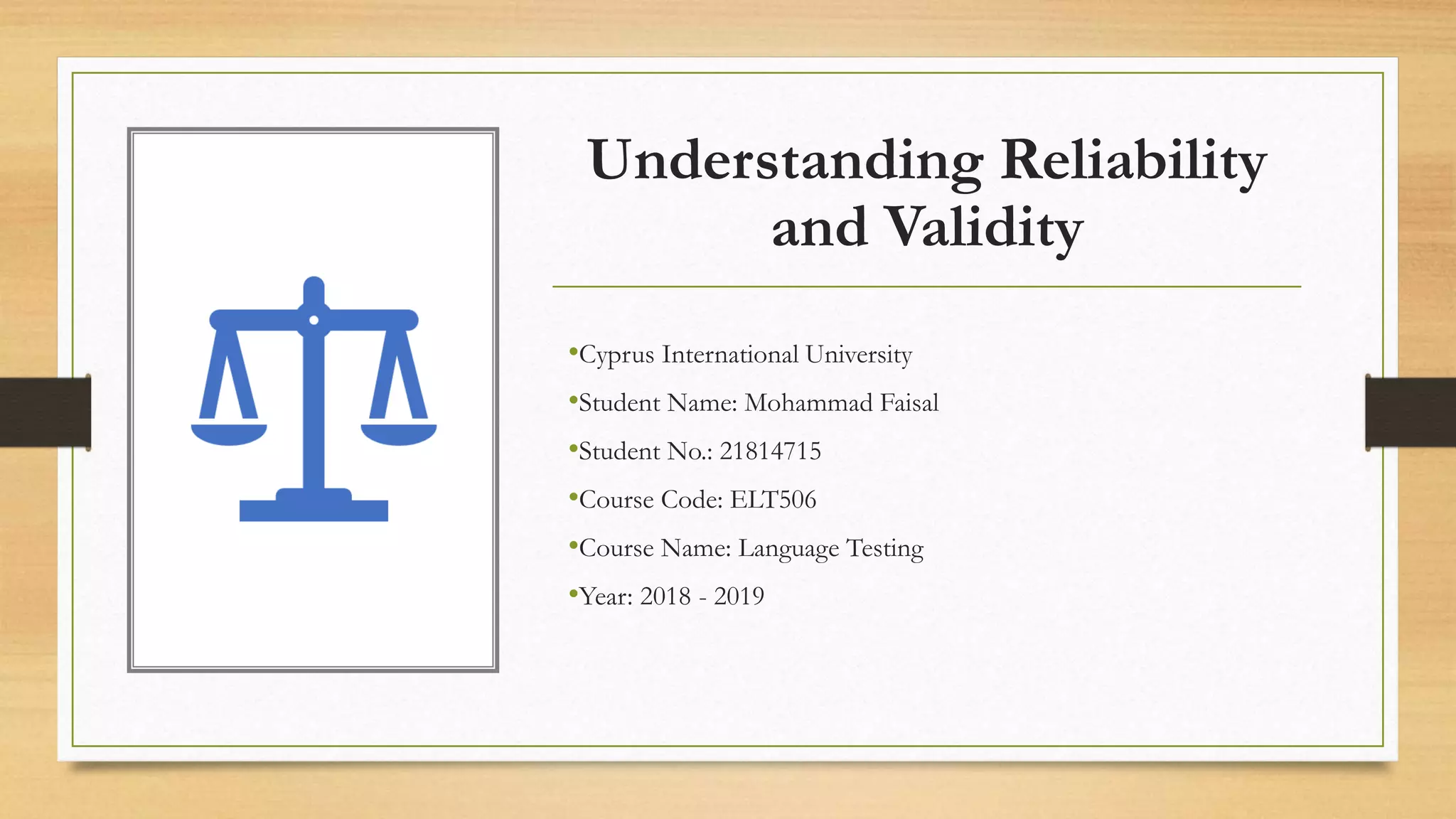 Understanding reliability and validity | PPTX