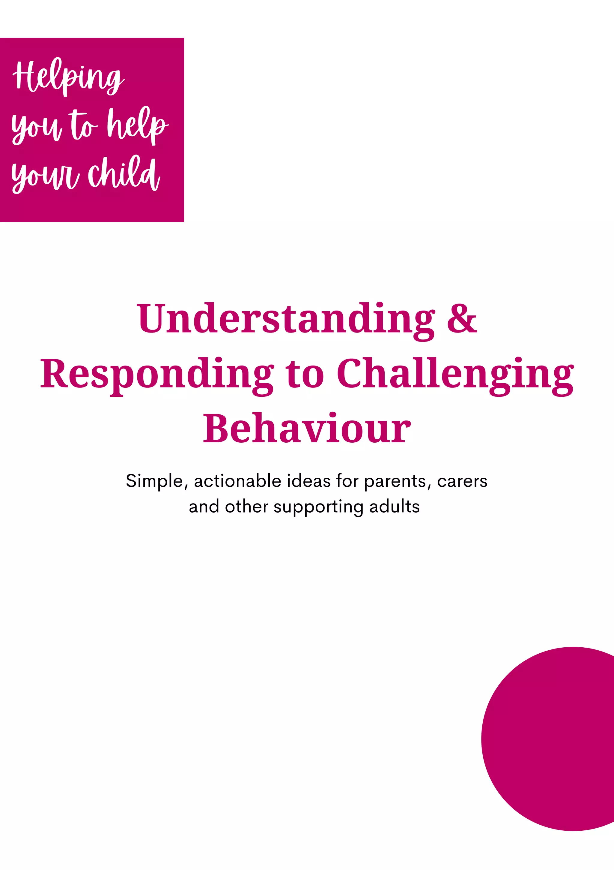 Understanding & Responding to Challenging Behaviour | PDF