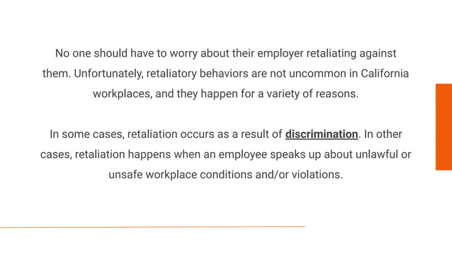 Understanding Retaliation in The California Workplace | PPT