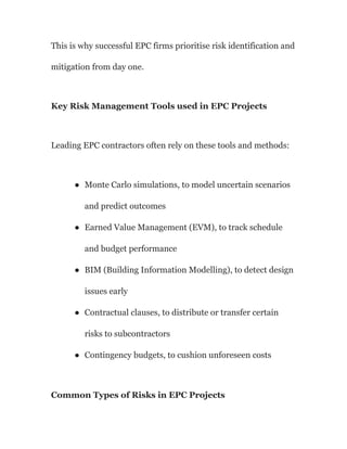 Understanding Risk Management in EPC Contracts | PDF