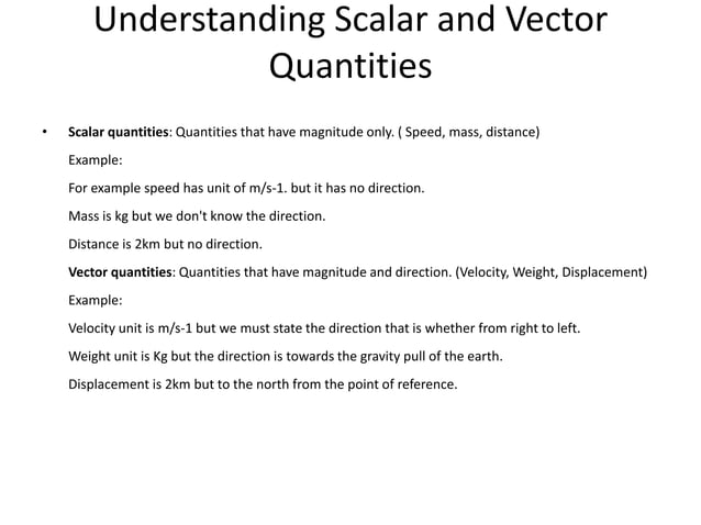Understanding scalar and vector quantities | PPT