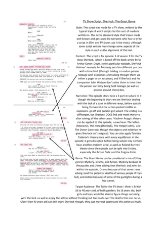 Understanding script work | DOCX | Television | Entertainment
