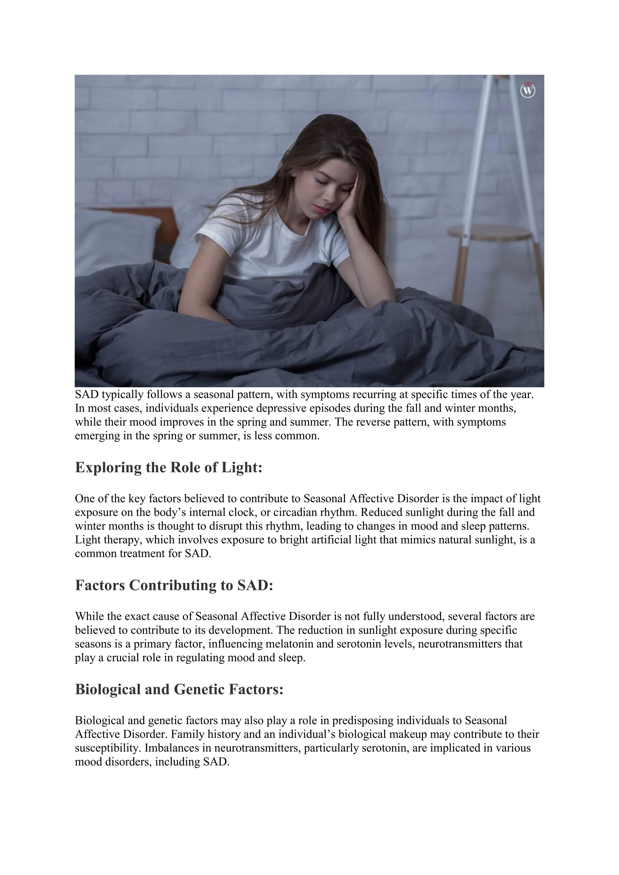 Understanding Seasonal Affective Disorder (SAD): A Comprehensive ...
