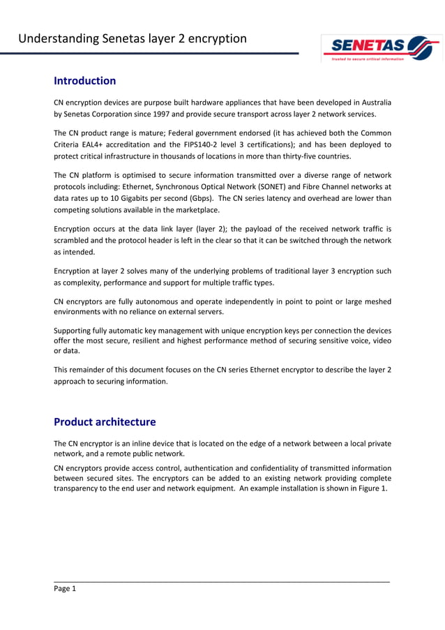 Understanding senetas layer 2 encryption | PDF
