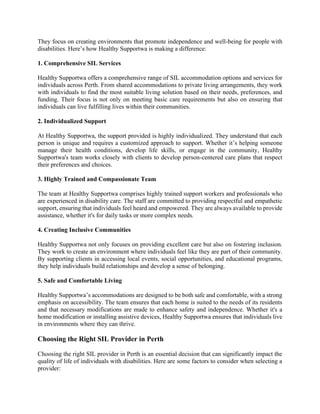 Understanding SIL Accommodation in Perth: A Comprehensive Guide to SIL Providers in Perth | PDF