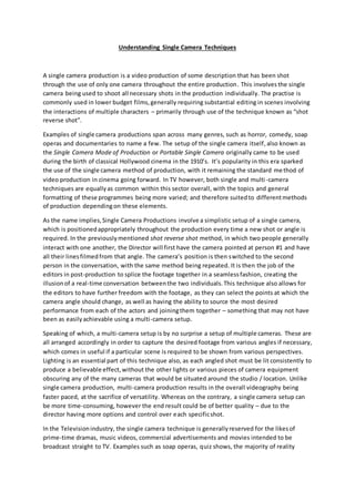 single camera techniques | PDF