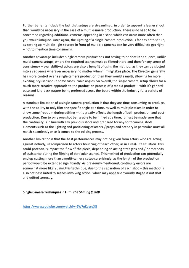 Understanding single camera techniques | PDF