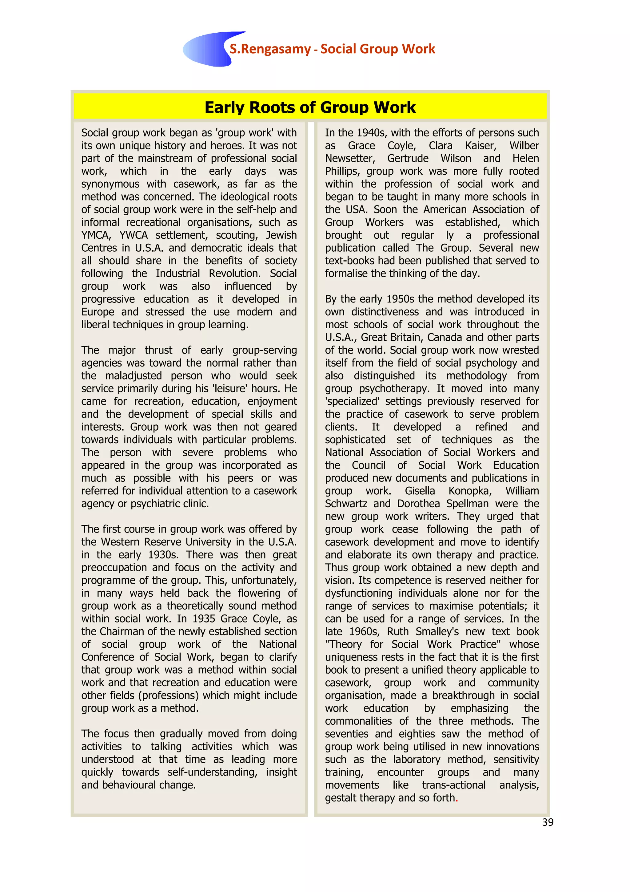 Social Group Work-Social Work with Groups | PDF